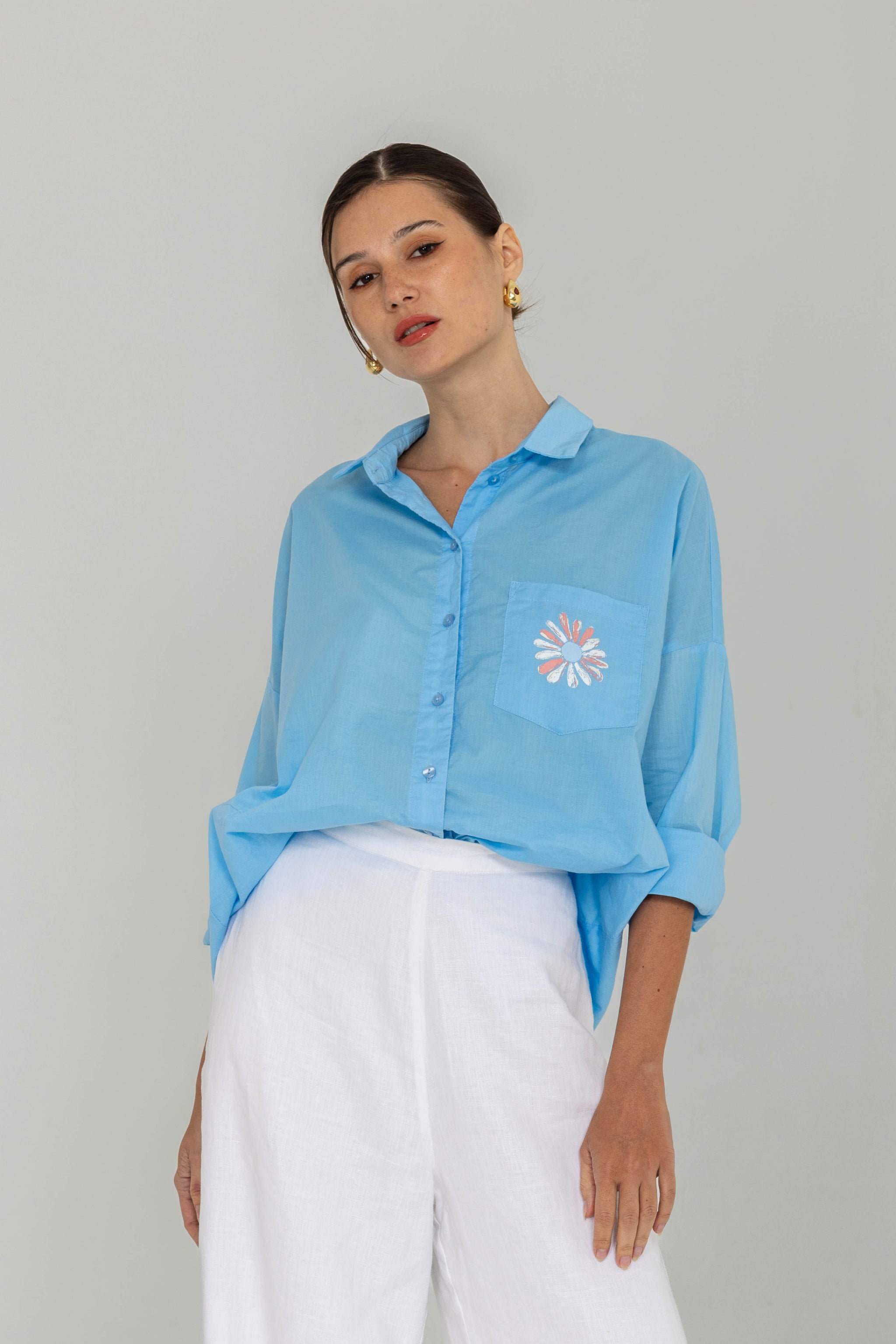 Defiant Shirt - Blue with Peppa Hart Flower