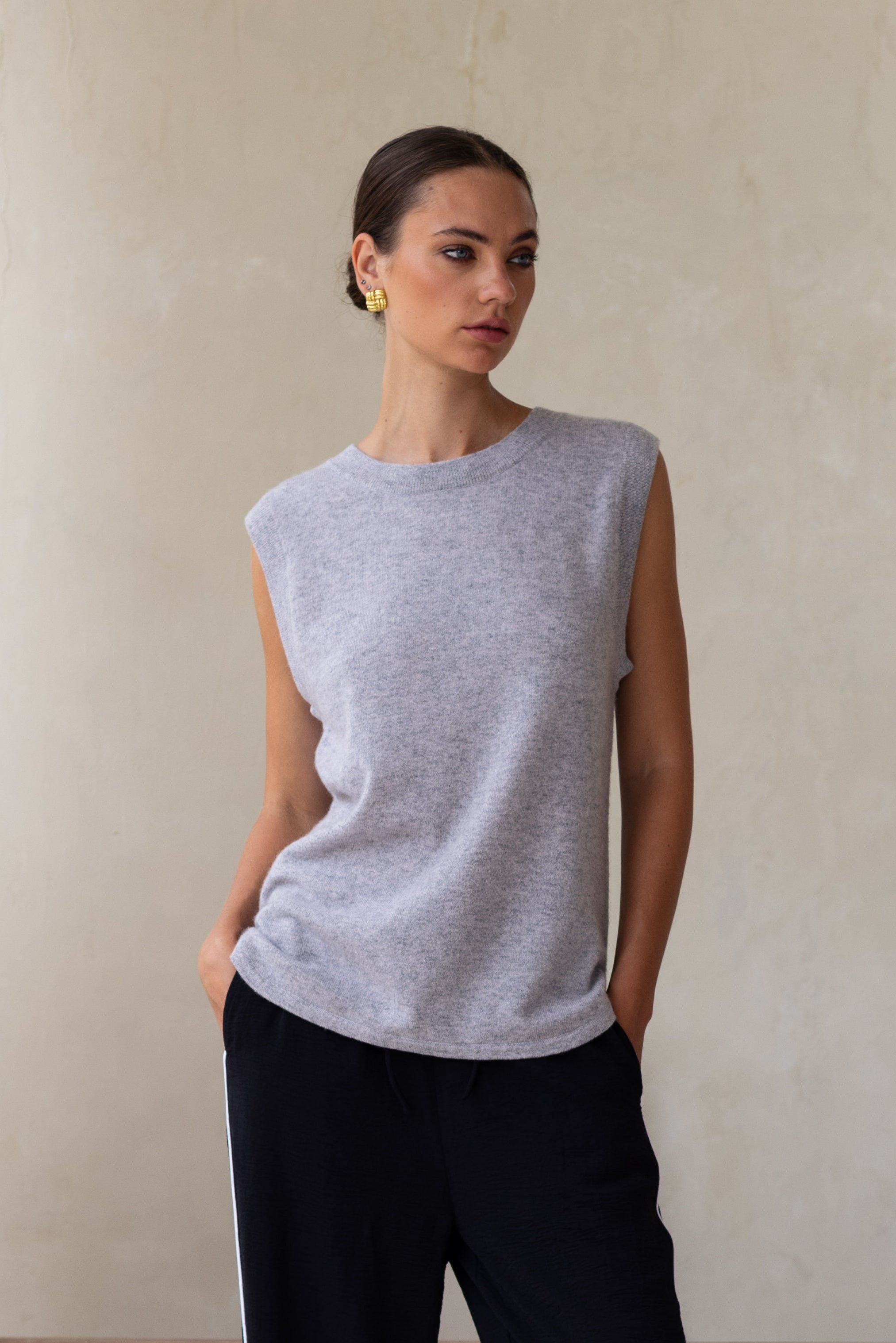Subtle Romance Vest - Light Grey Marle